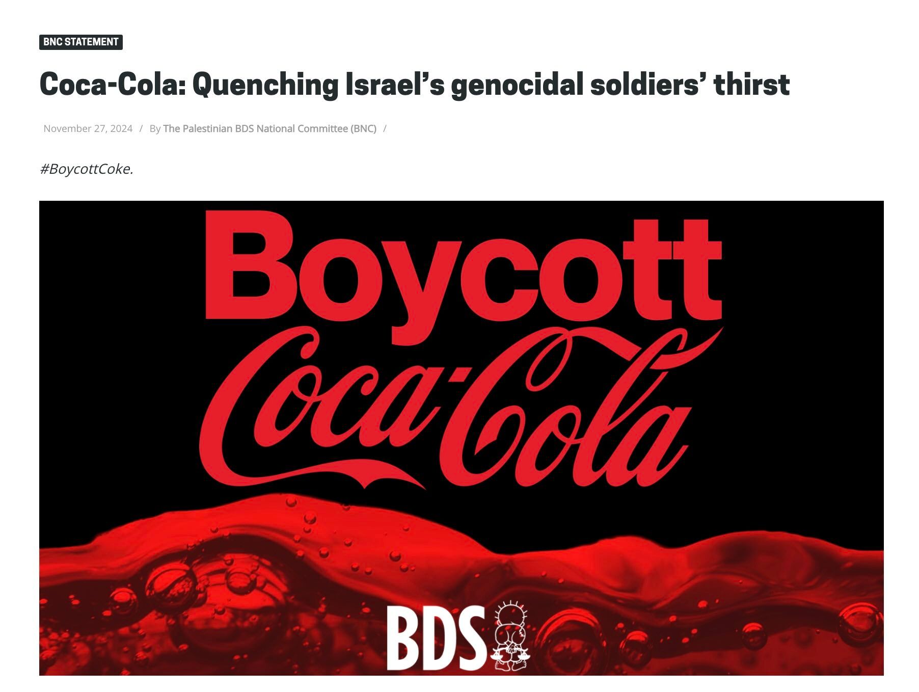 GeenStijl: Oeps. Boycott Coca-Cola gaat FOUT